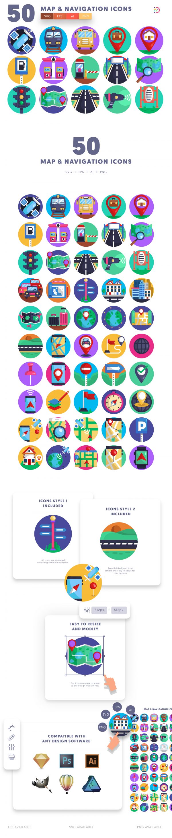 50 Map & Navigation Icons - Dighital Icons | Premium Icon Sets For All ...