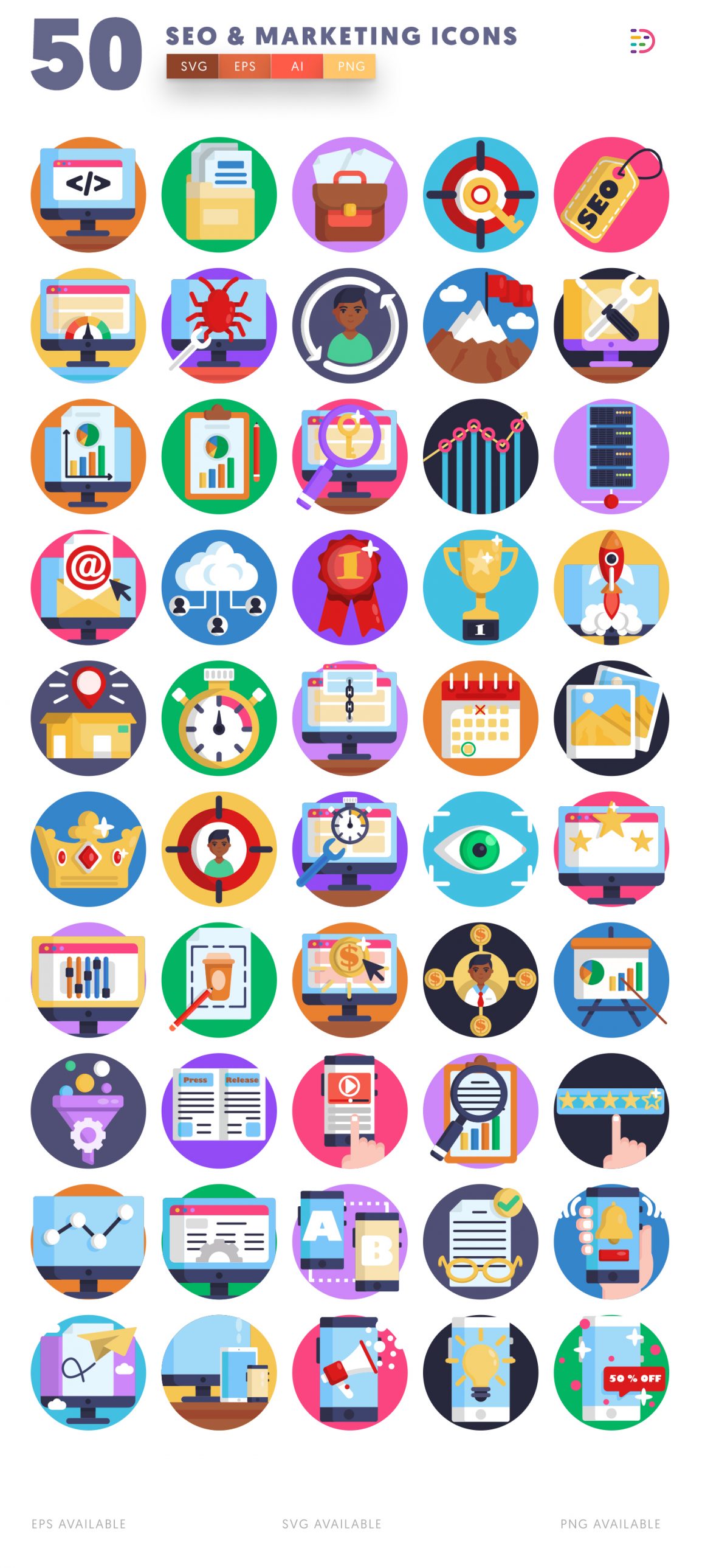 50 Seo & Marketing Icons - Dighital Icons | Premium Icon Sets For All ...