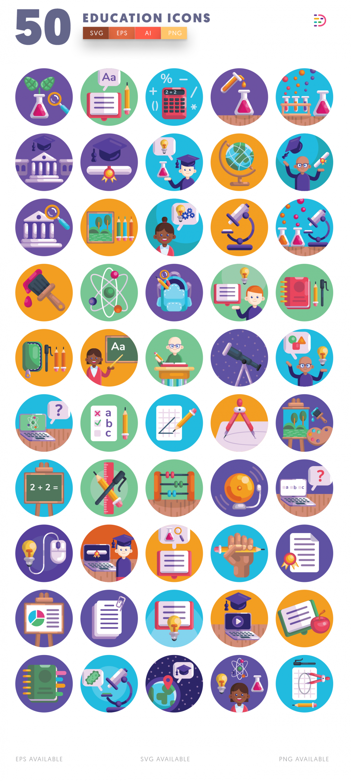 50 School Icons - Dighital Icons | Premium Icon Sets For All Your Designs!