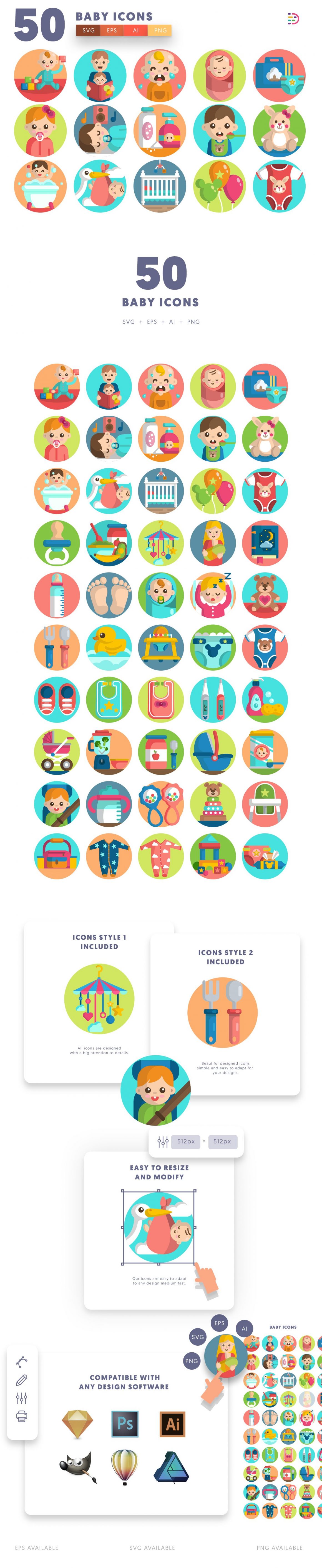 50 Baby Icons - Dighital Icons | Premium Icon Sets For All Your Designs!