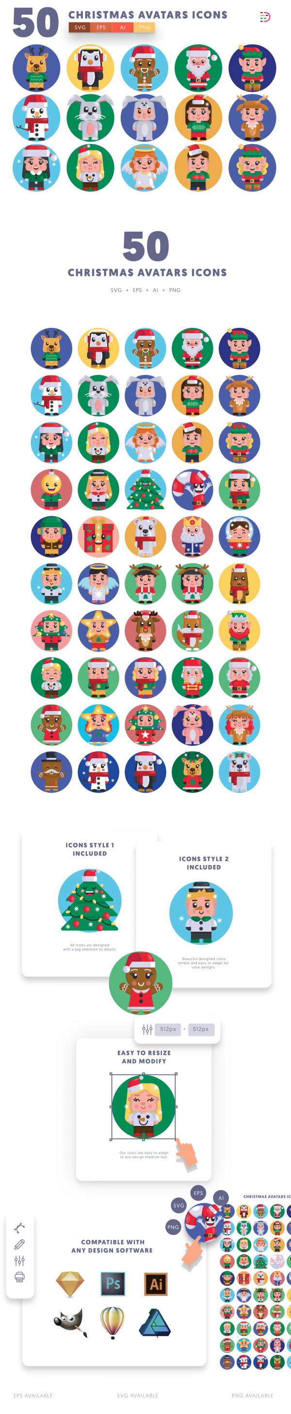 50 Christmas Avatars - Dighital Icons | Premium Icon Sets For All Your ...
