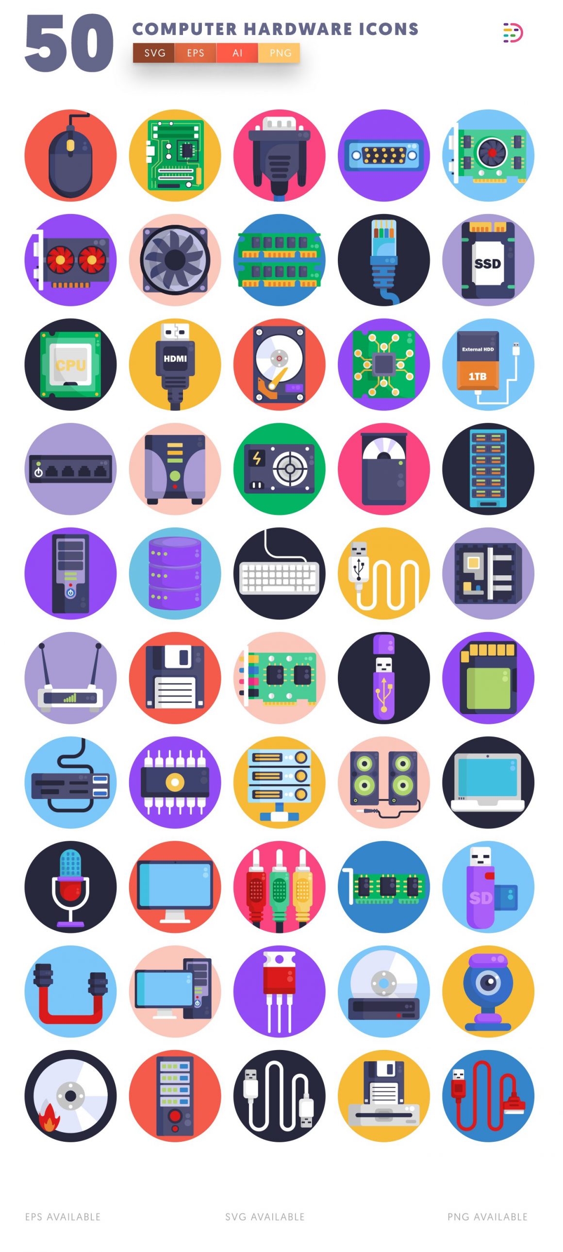 50 Computer Hardware Icons - Dighital Icons | Premium Icon Sets For All ...