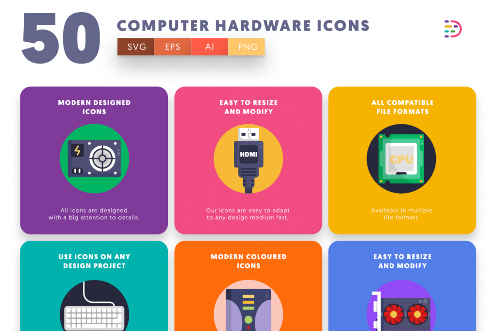 50 Computer Hardware Icons - Dighital Icons | Premium Icon Sets For All ...