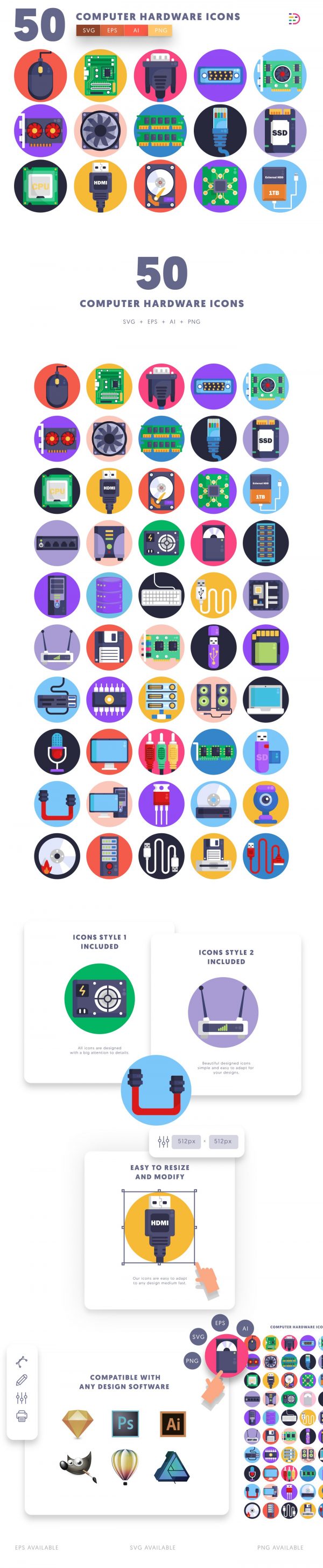 50 Computer Hardware Icons - Dighital Icons | Premium Icon Sets For All ...