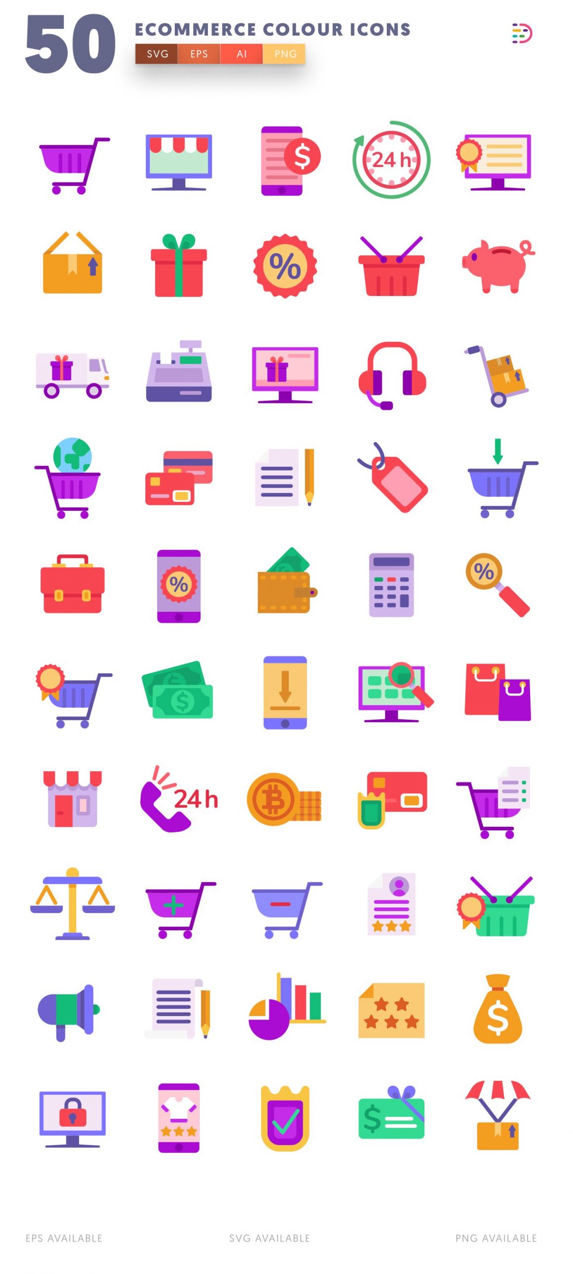 50 Ecommerce Colour Icons - Dighital Icons | Premium Icon Sets For All ...