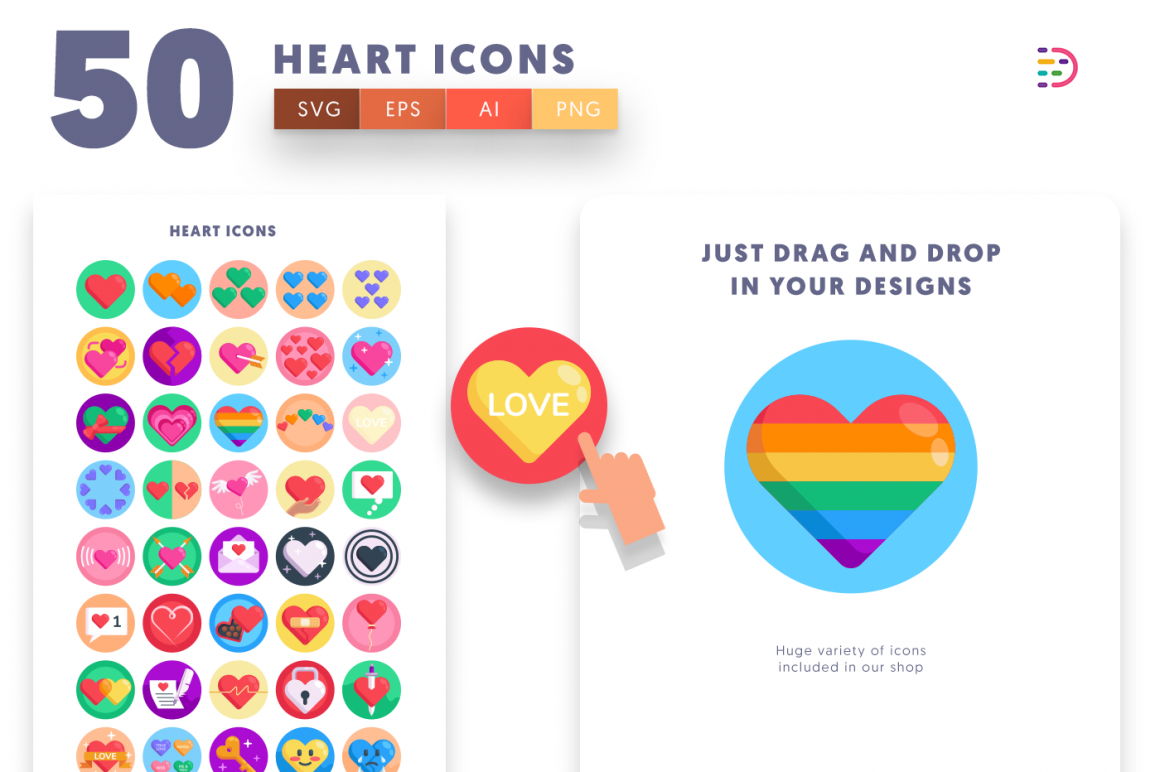 50 Heart Icons - Dighital Icons | Premium Icon Sets For All Your Designs!