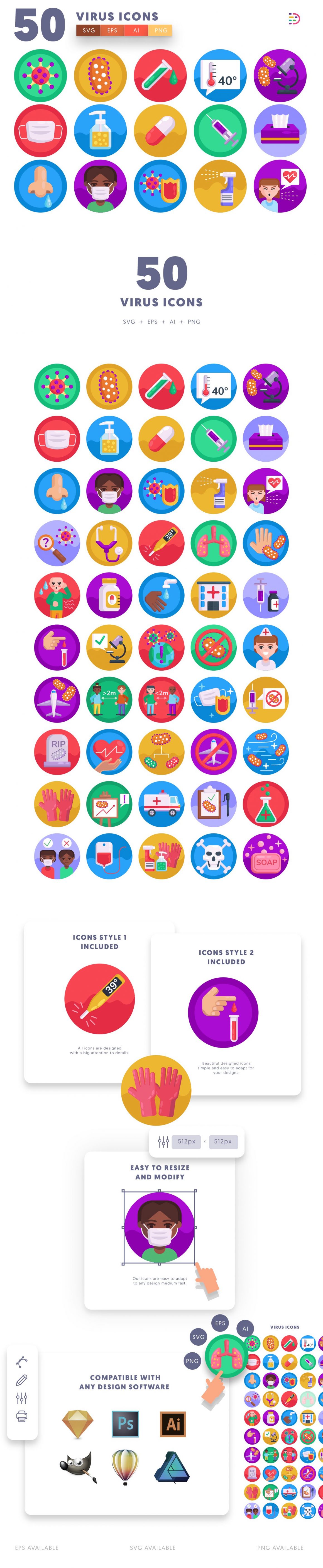 50 Virus Icons - Dighital Icons | Premium Icon Sets For All Your Designs!