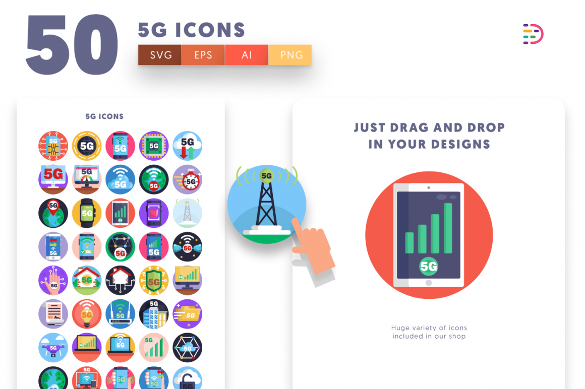 50 5G Icons - Dighital Icons | Premium Icon Sets For All Your Designs!