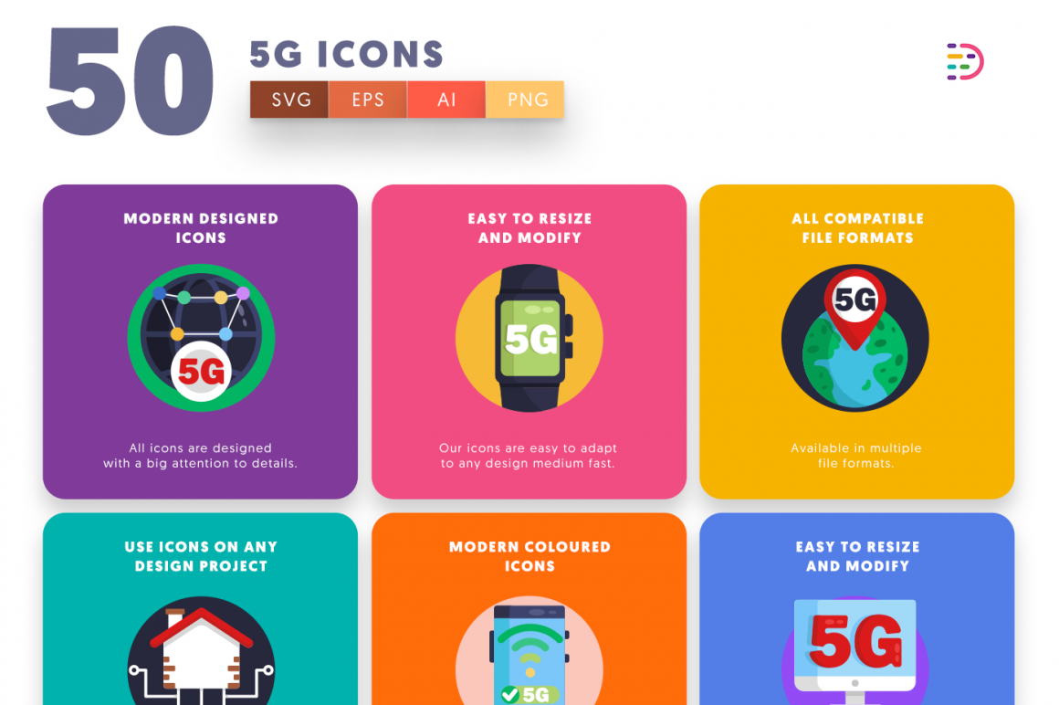 50 5G Icons - Dighital Icons | Premium Icon Sets For All Your Designs!