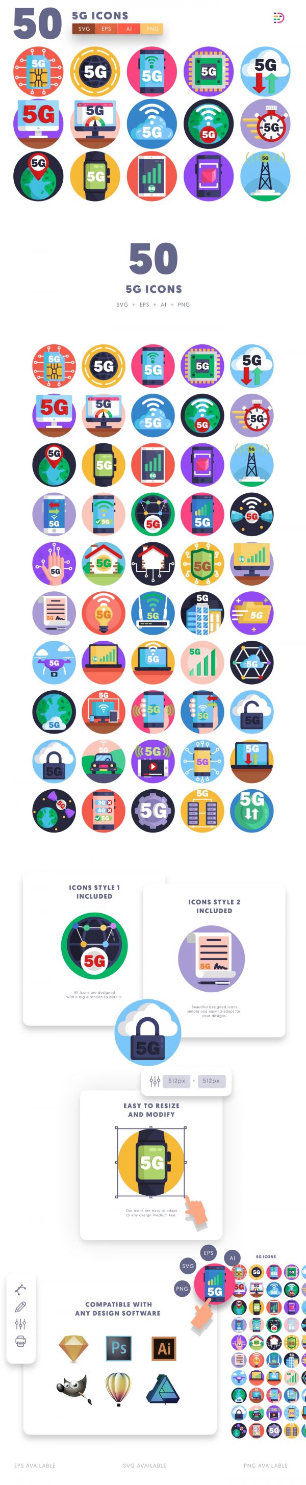 50 5G Icons - Dighital Icons | Premium Icon Sets For All Your Designs!