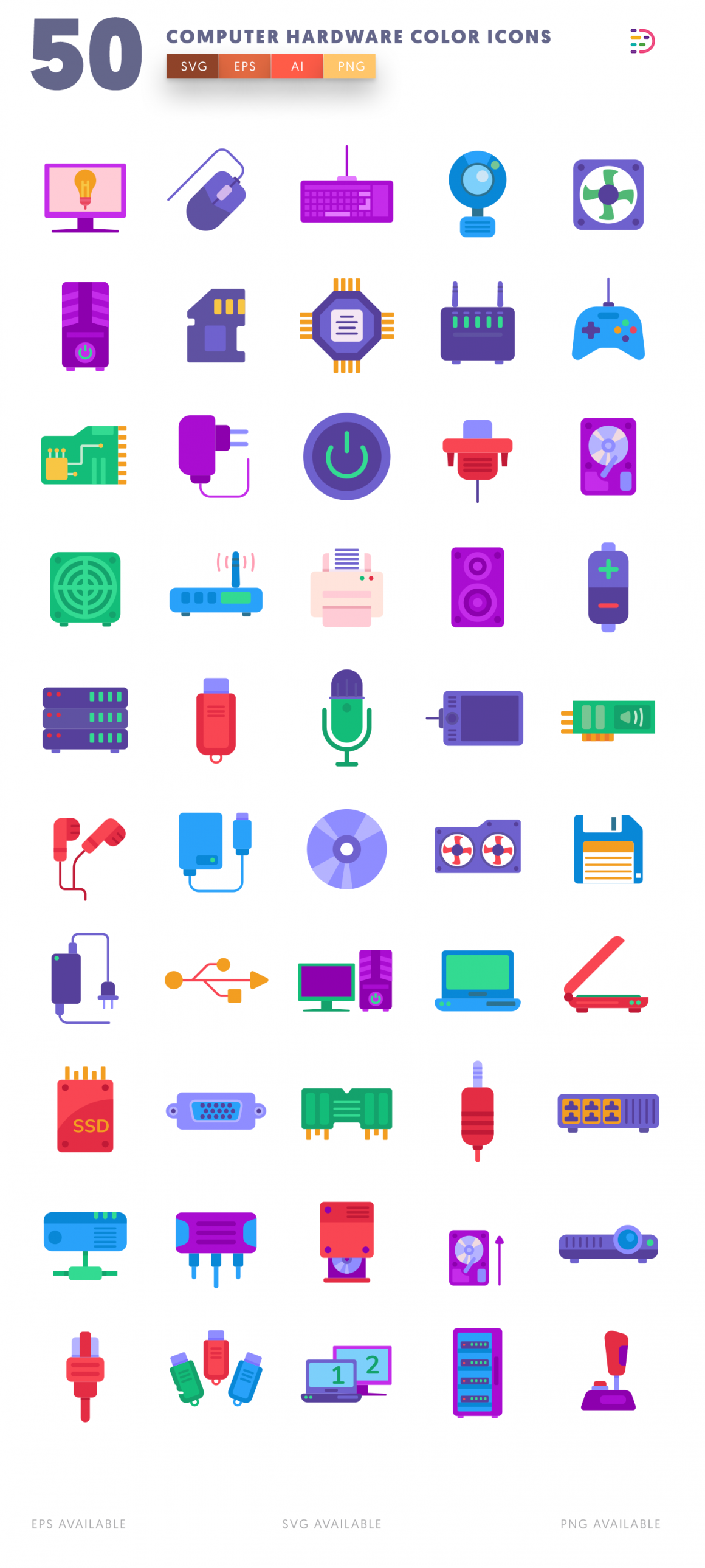 50 Computer Hardware Color Icons - Dighital Icons | Premium Icon Sets ...