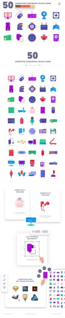 50 Computer Hardware Color Icons - Dighital Icons | Premium Icon Sets ...