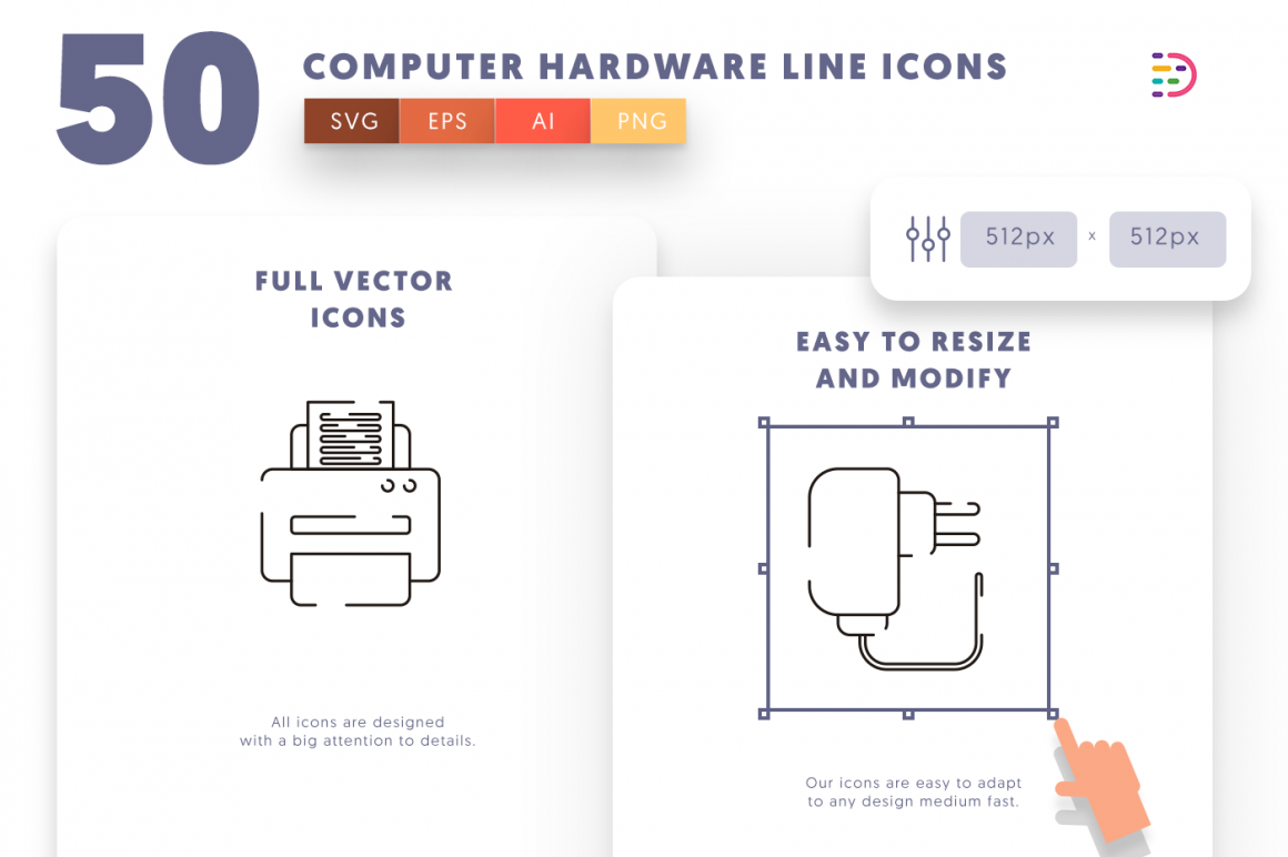 50 Computer Hardware Line Icons - Dighital Icons | Premium Icon Sets ...