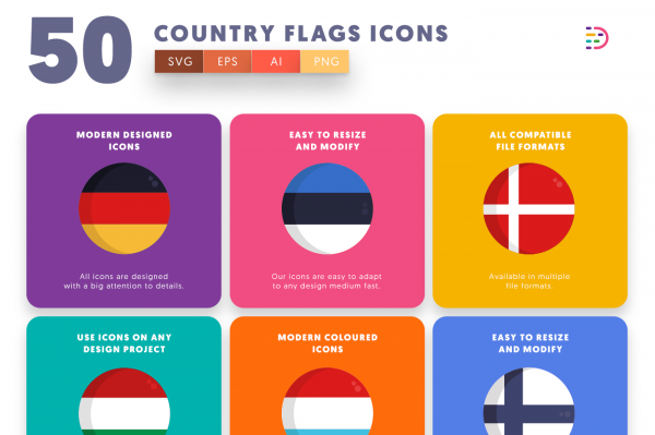 50 Country Flags Icons - Dighital Icons | Premium Icon Sets For All ...