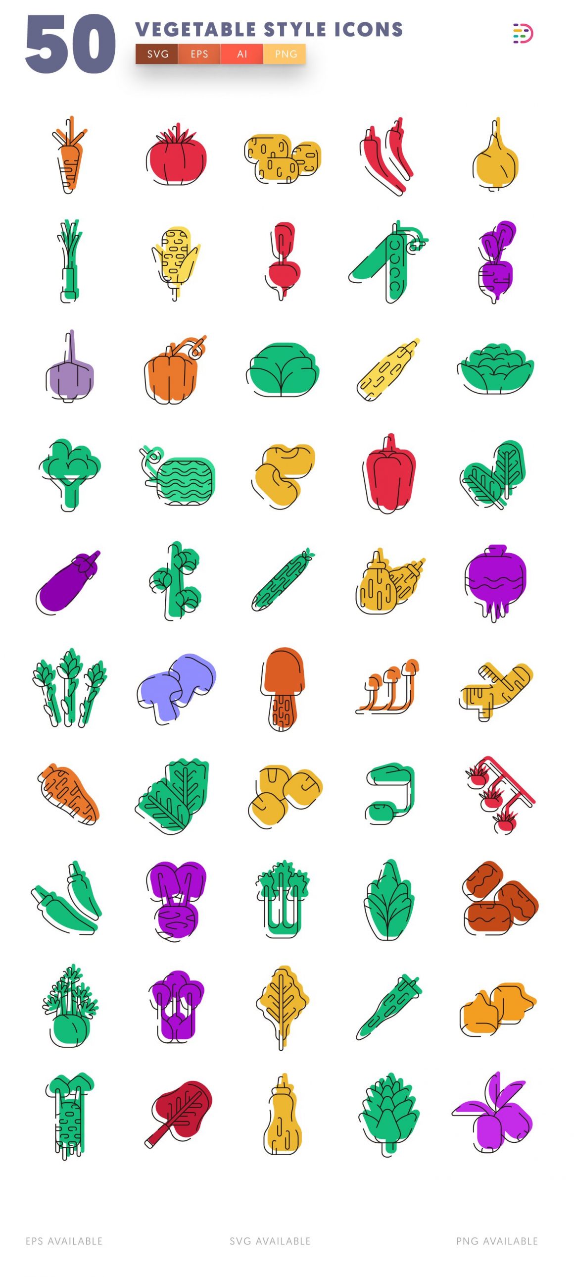 50 Vegetable Style Icons - Dighital Icons | Premium Icon Sets For All ...