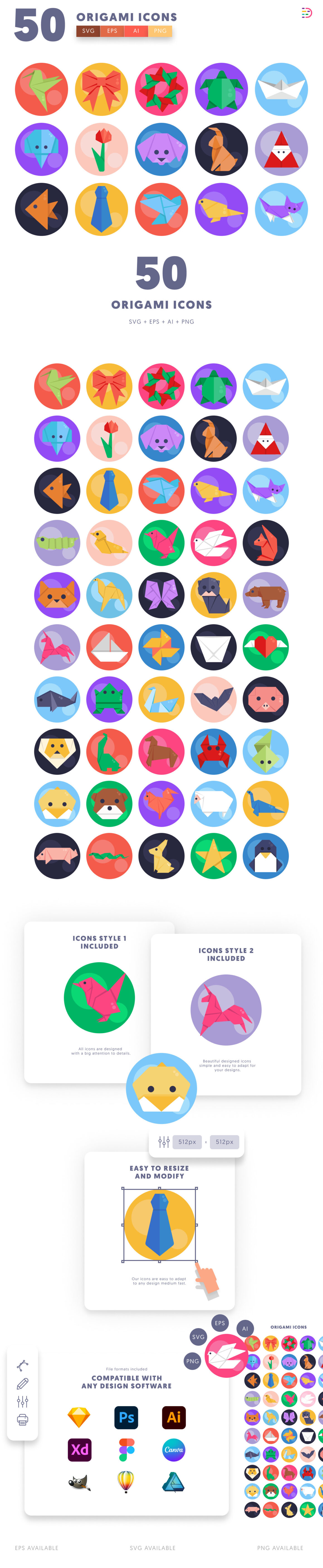 50 Origami Icons - Dighital Icons | Premium Icon Sets For All Your Designs!