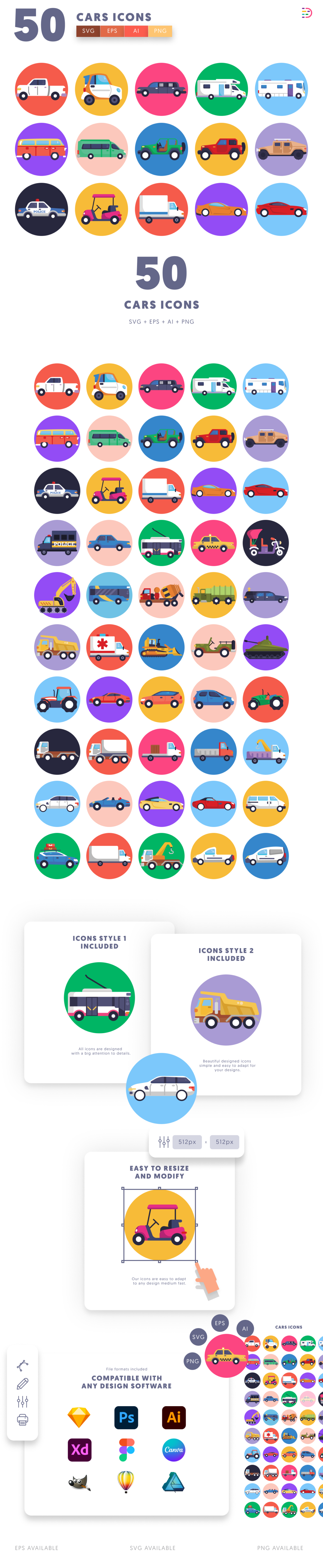 50 Cars Icons - Dighital Icons | Premium Icon Sets For All Your Designs!