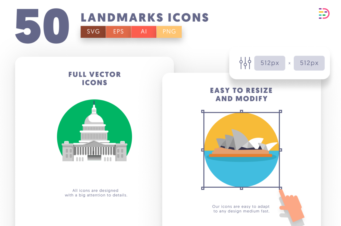 50 Landmarks Icons - Dighital Icons | Premium Icon Sets For All Your ...