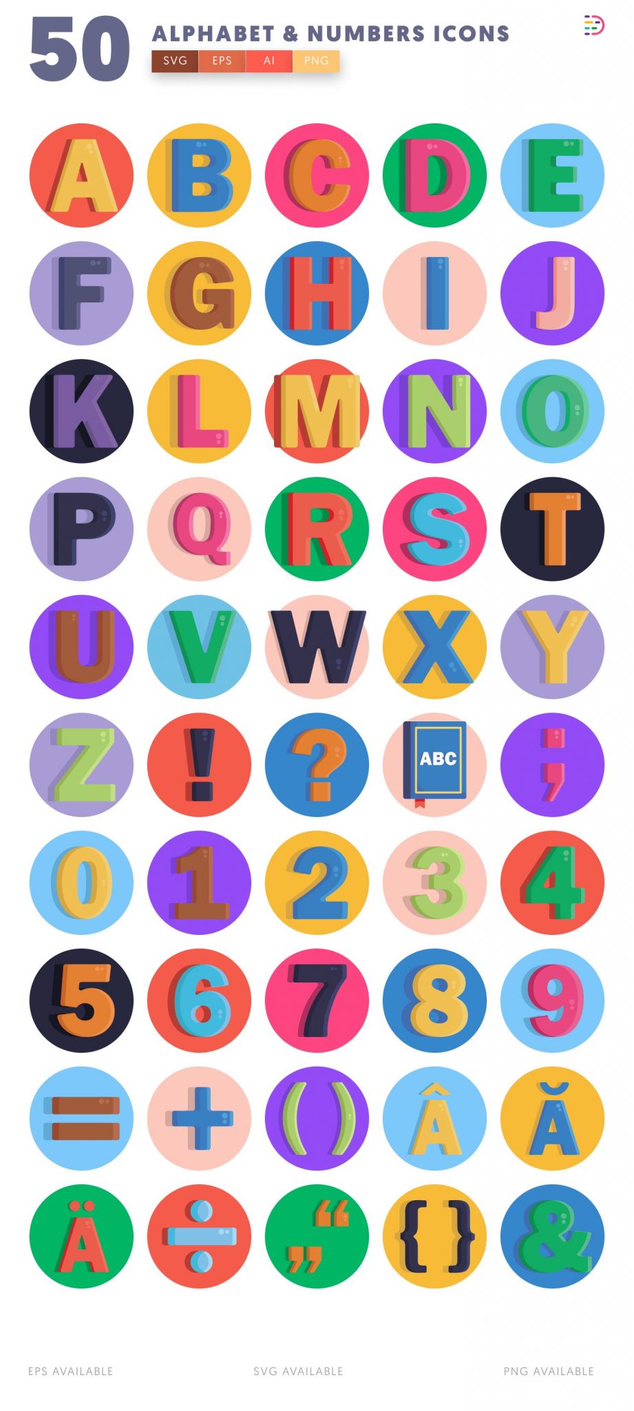 50 Alphabet and Numbers Icons - Dighital Icons | Premium Icon Sets For ...