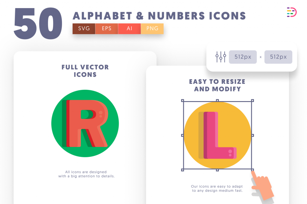 50 Alphabet and Numbers Icons - Dighital Icons | Premium Icon Sets For ...