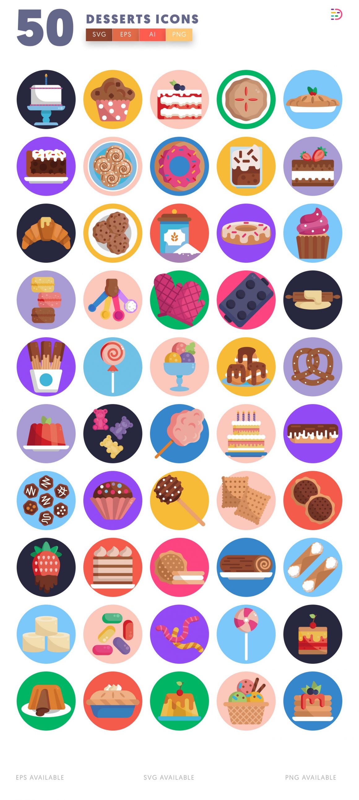 50 Desserts Icons - Dighital Icons | Premium Icon Sets For All Your Designs!