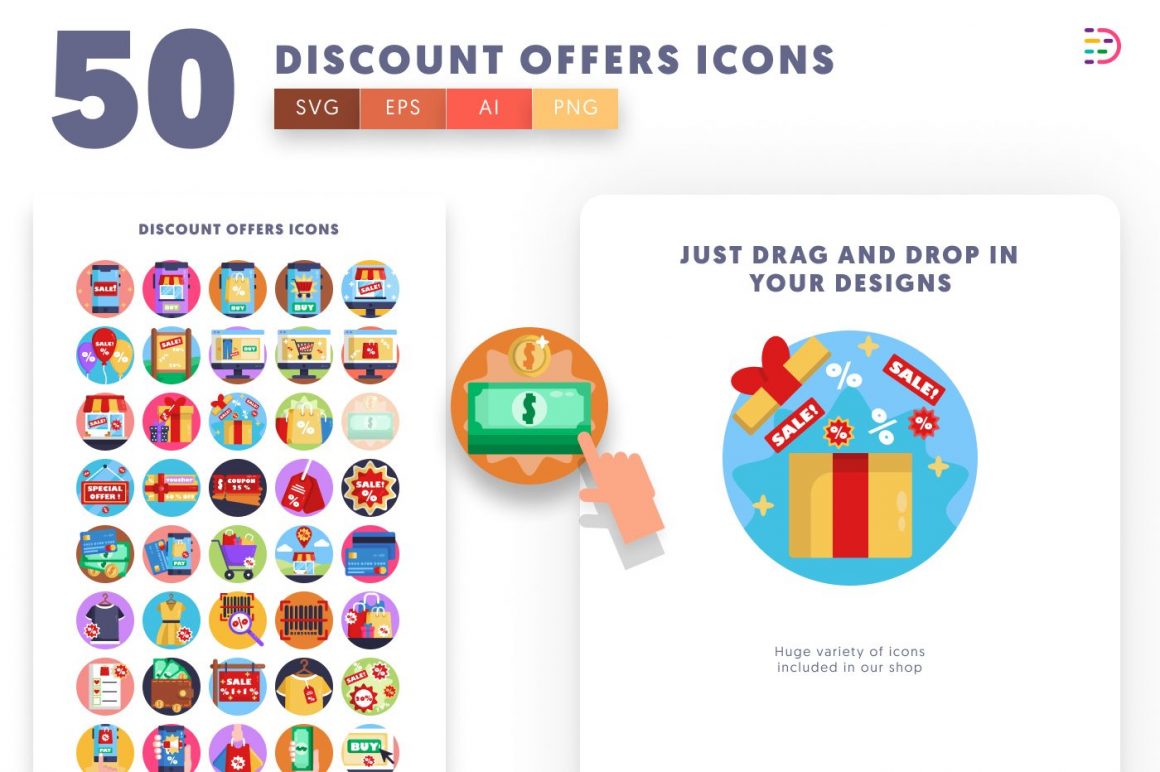 Download 50 Discount and Sales Offers Icons for Your Marketing Needs