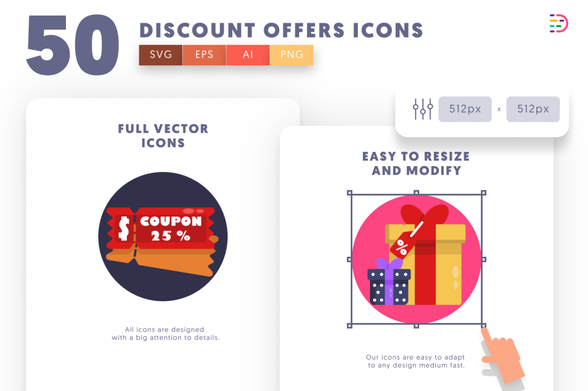 Download 50 Discount and Sales Offers Icons for Your Marketing Needs