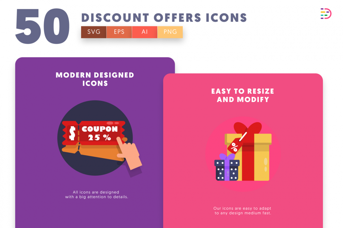 Download 50 Discount and Sales Offers Icons for Your Marketing Needs