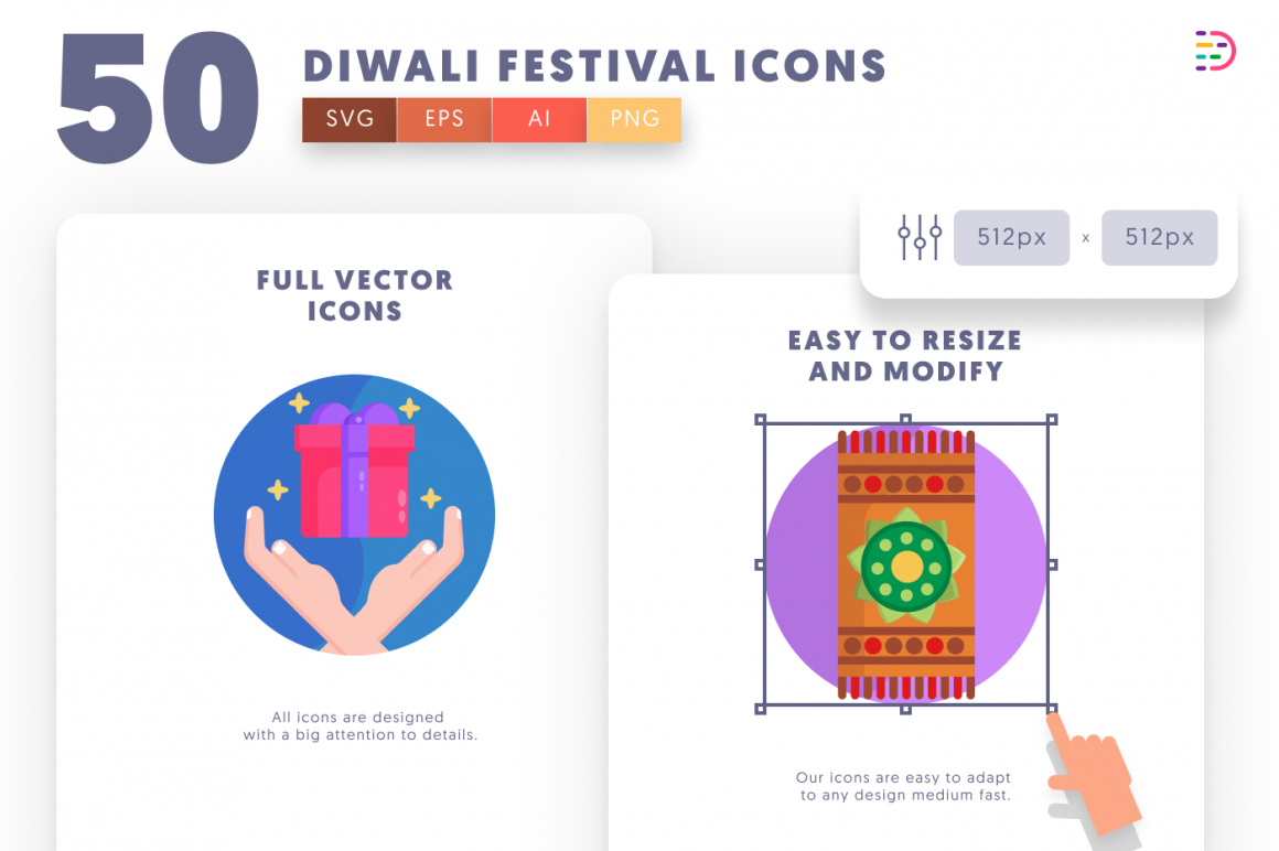 50 Diwali Lights Festival Icons - Add a Festive Touch to Your Designs