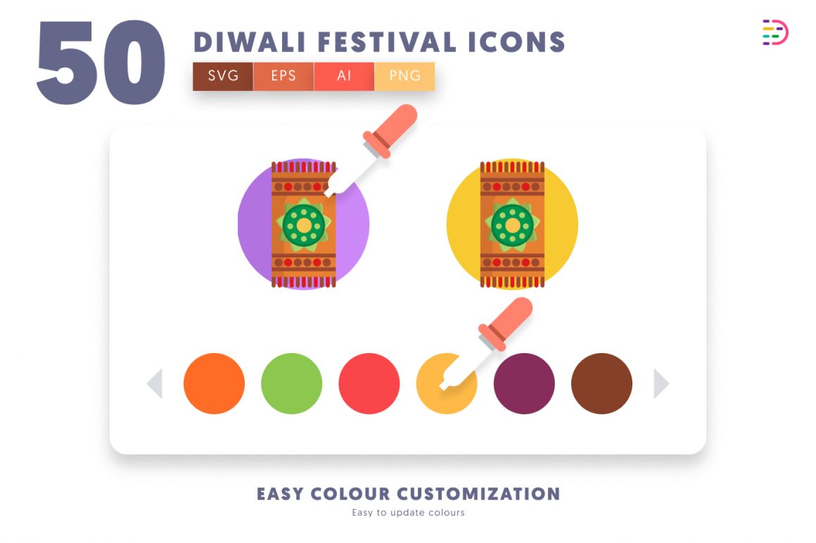 50 Diwali Lights Festival Icons - Add a Festive Touch to Your Designs
