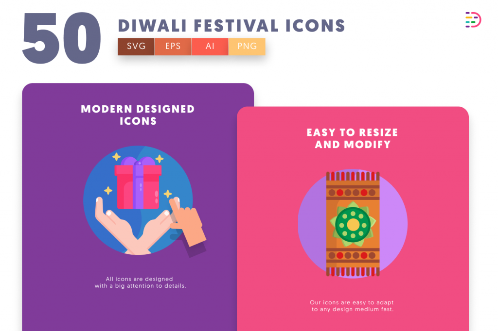 50 Diwali Lights Festival Icons - Add a Festive Touch to Your Designs