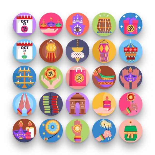 50 Diwali Lights Festival Icons - Add a Festive Touch to Your Designs