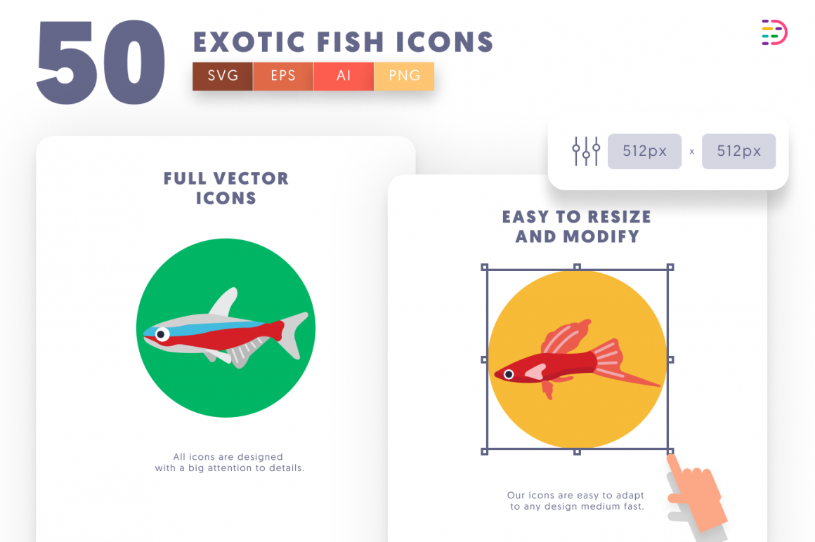 50 Exotic Fish Icons - Bring life to your creative projects