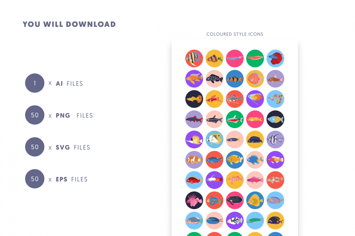 50 Exotic Fish Icons - Bring life to your creative projects