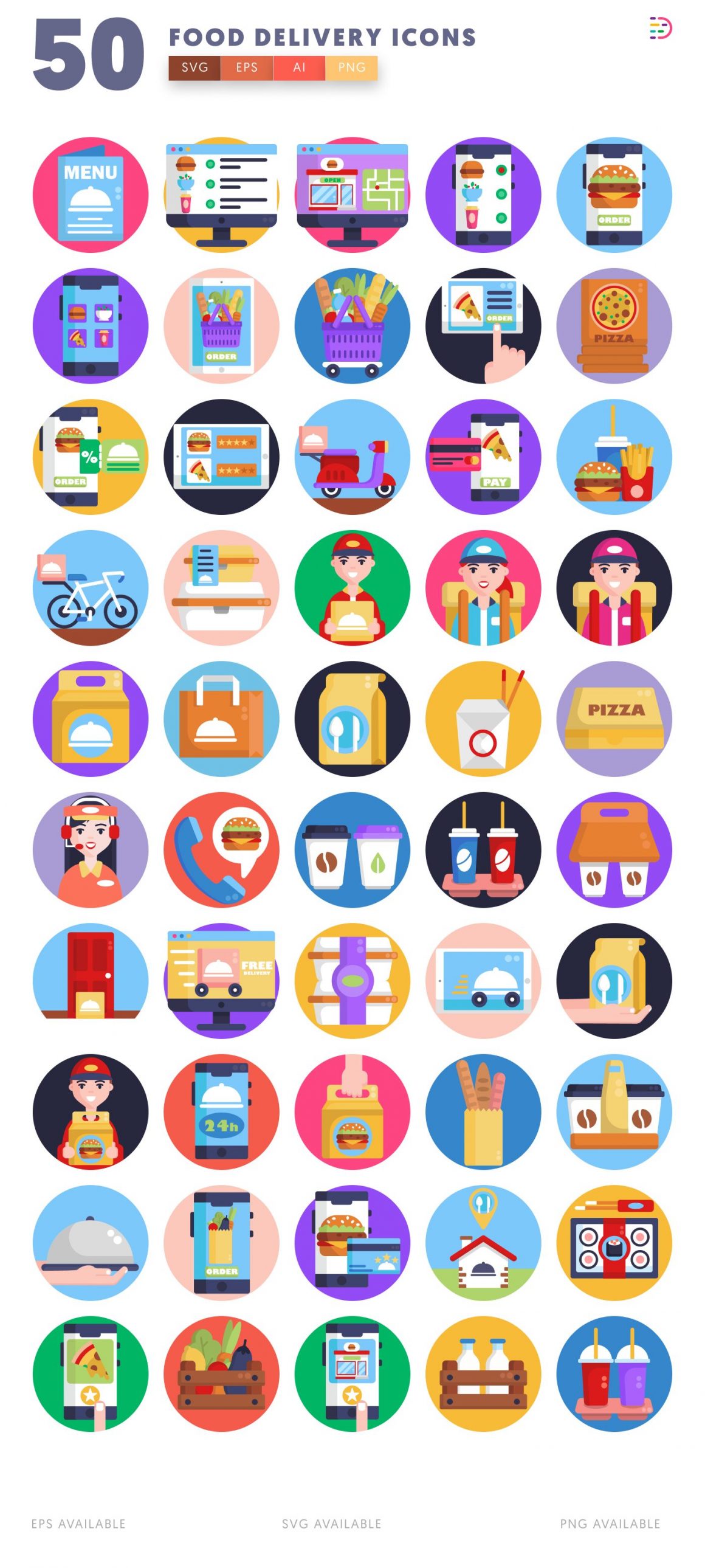 50 Food Delivery Icons - Perfect for Your Digital Platforms