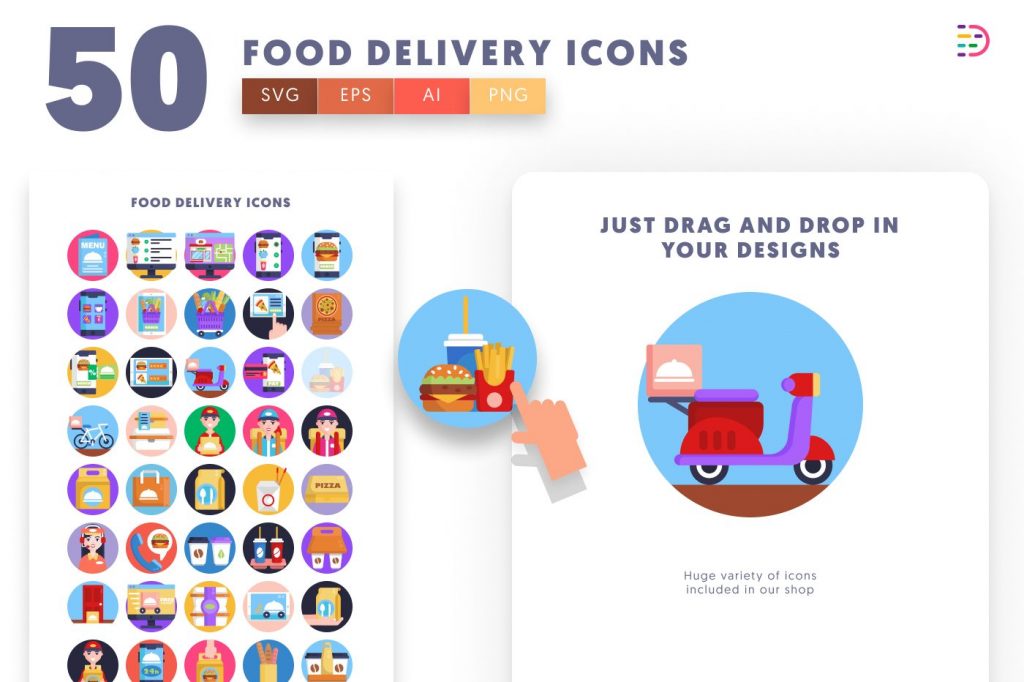 50 Food Delivery Icons - Perfect for Your Digital Platforms
