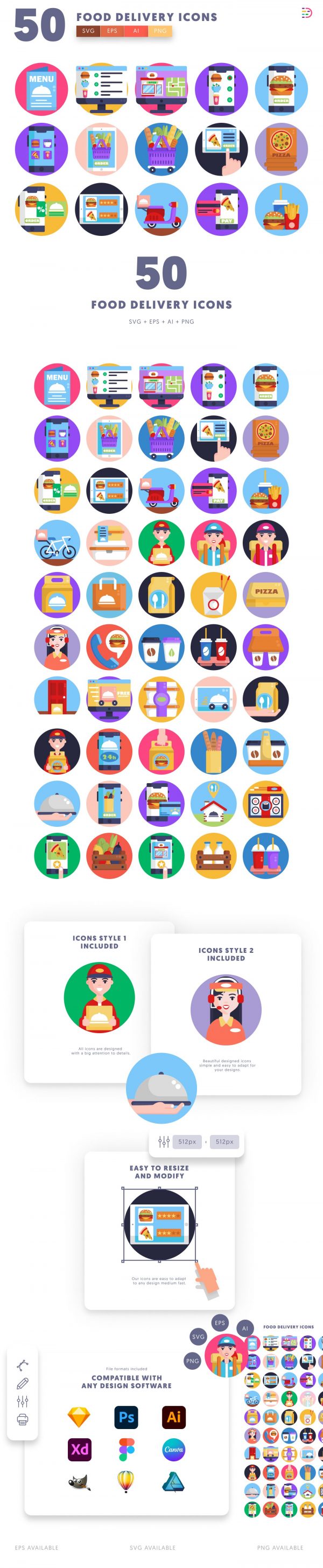 50 Food Delivery Icons - Perfect for Your Digital Platforms