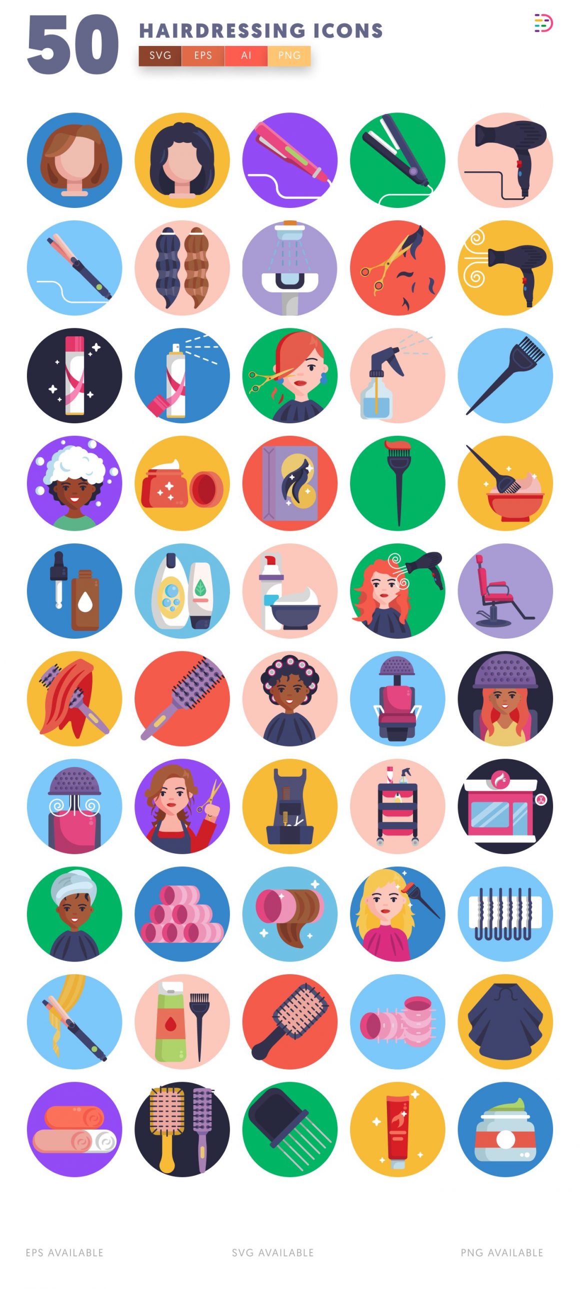 50 Hairdressing Icons - Add style and flair to your projects