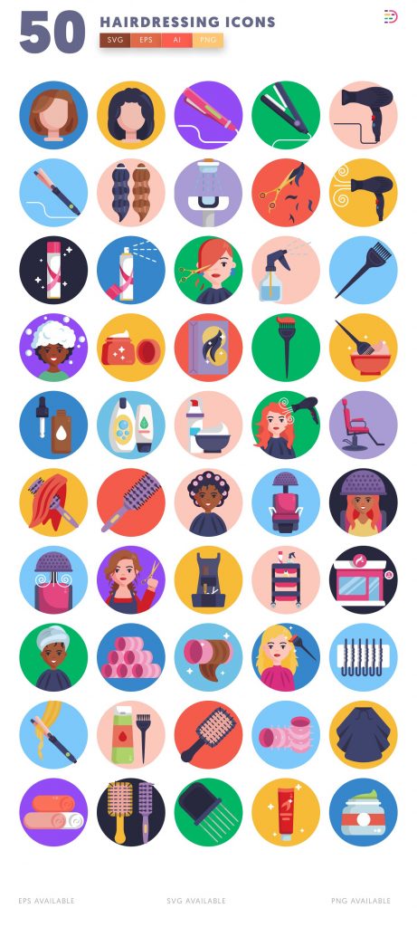 50 Hairdressing Icons - Add style and flair to your projects