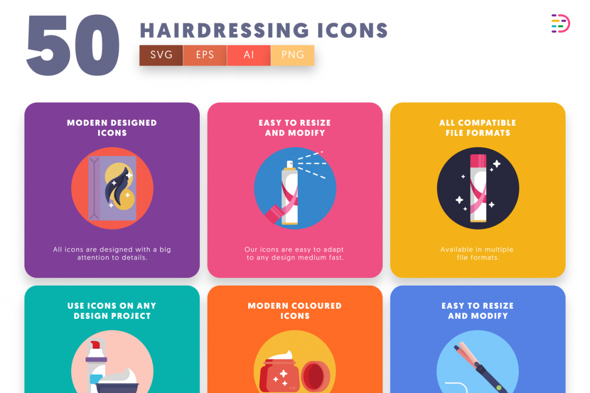 50 Hairdressing Icons - Add style and flair to your projects