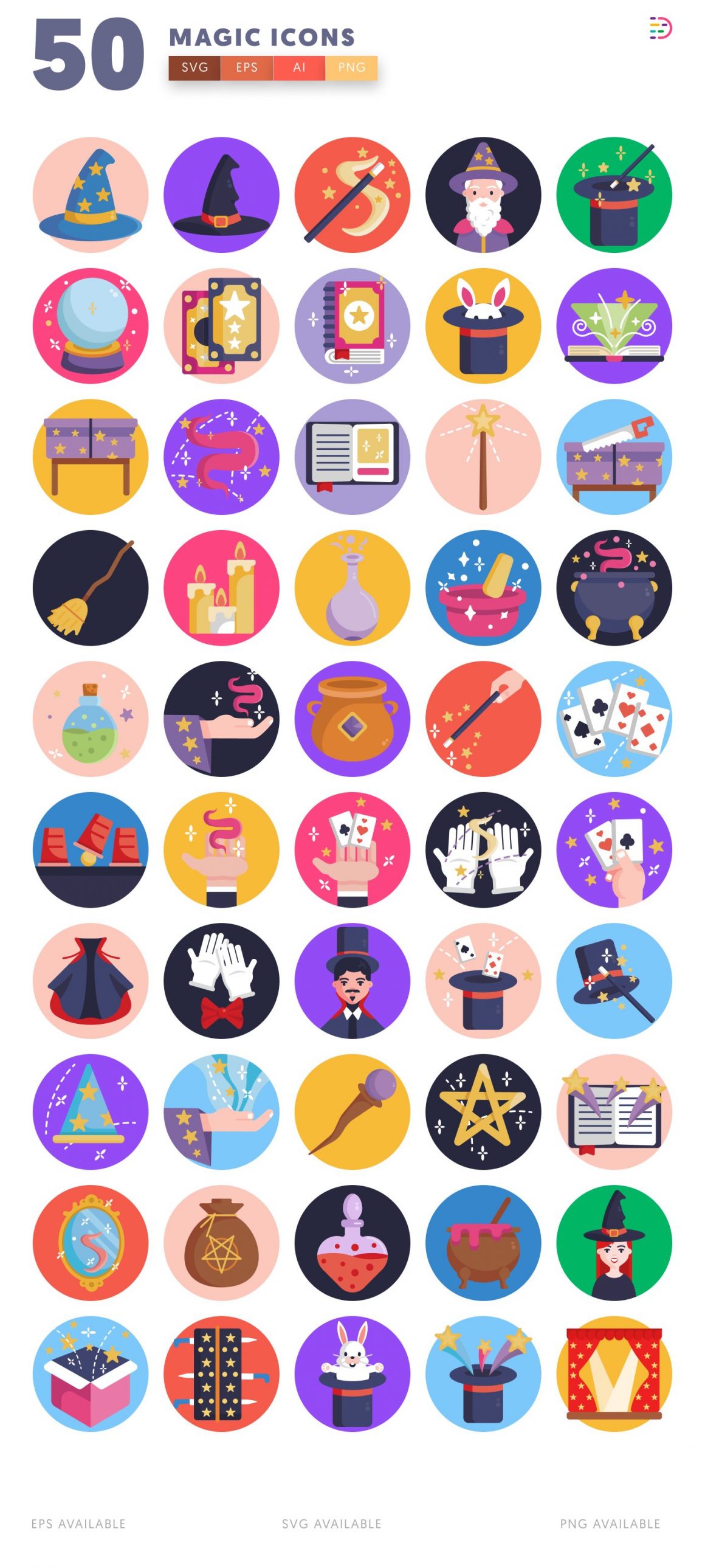 50 Magic Icons - Iconic Illustrations for Magical Projects
