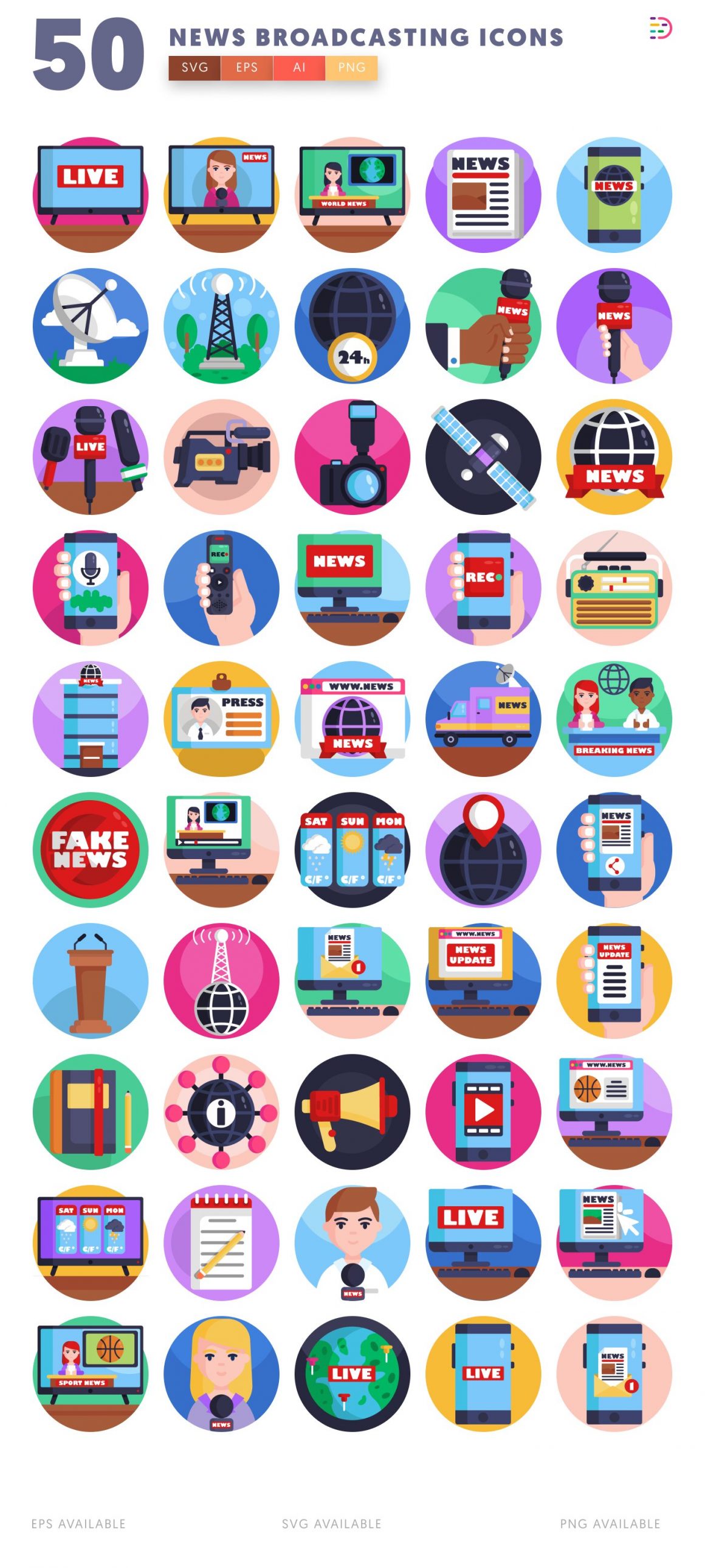 50 News Broadcasting Icons - To capture your viewers' attention