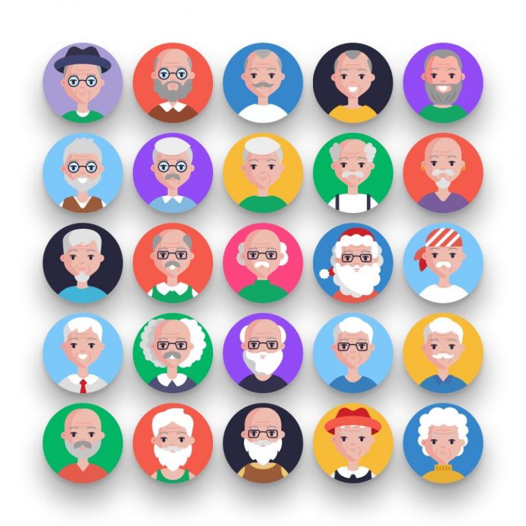 50 Old People Avatar Icons - To create engaging user experiences
