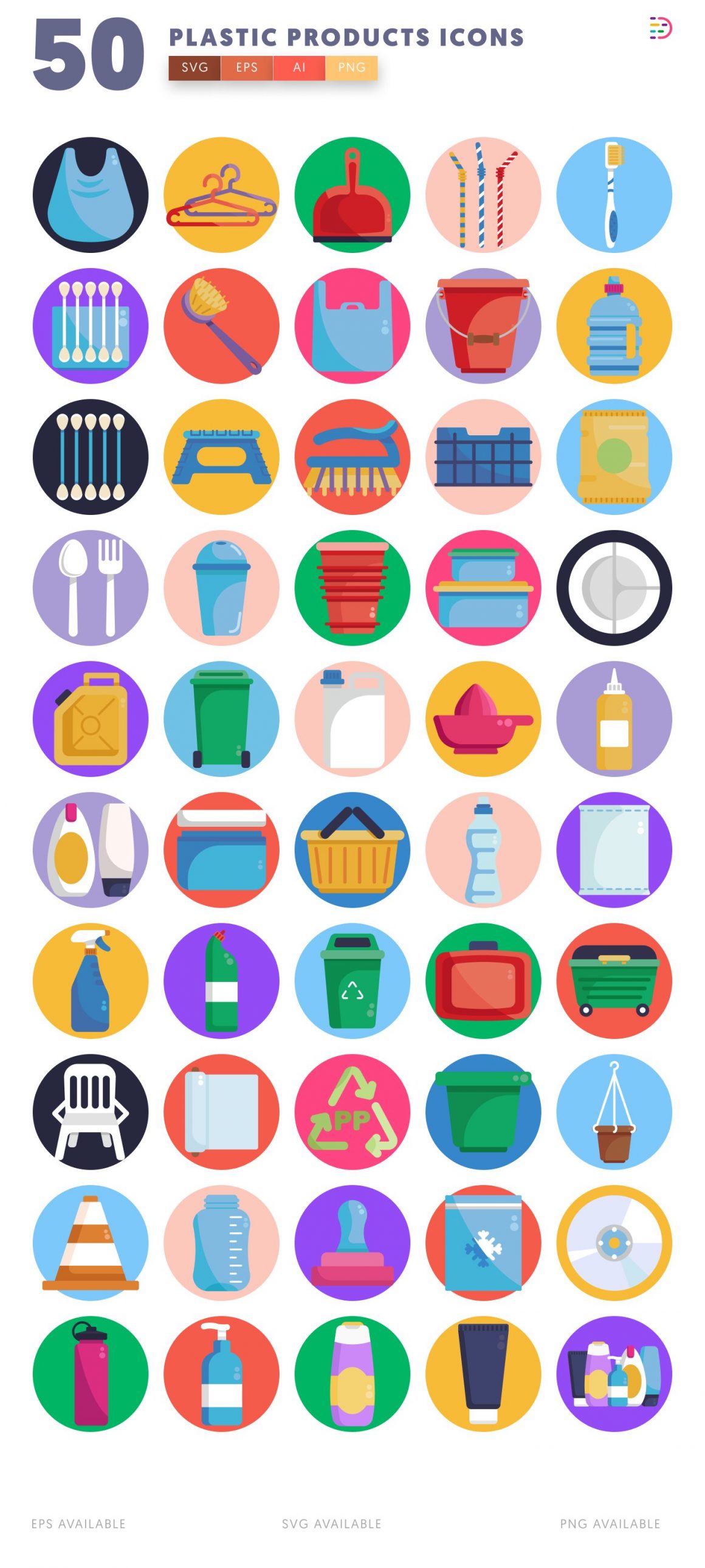 50 Plastic Products Icons - Designed to meet your visual needs