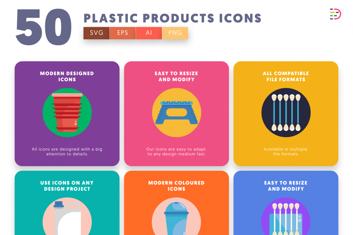 50 Plastic Products Icons - Designed to meet your visual needs