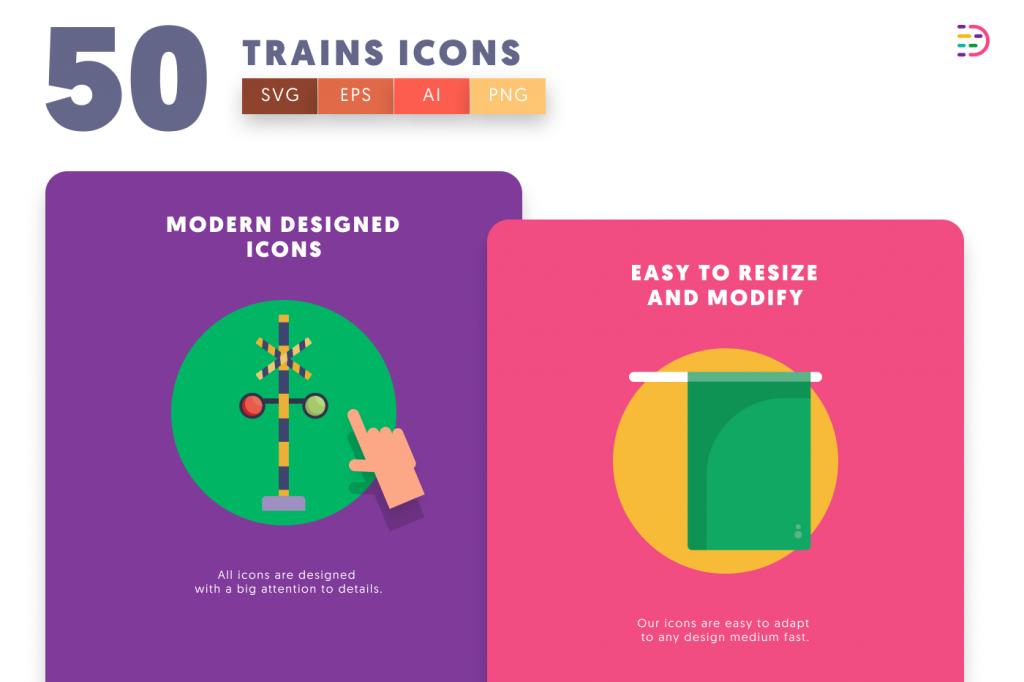 50 Trains Icons - To elevate your project's aesthetic