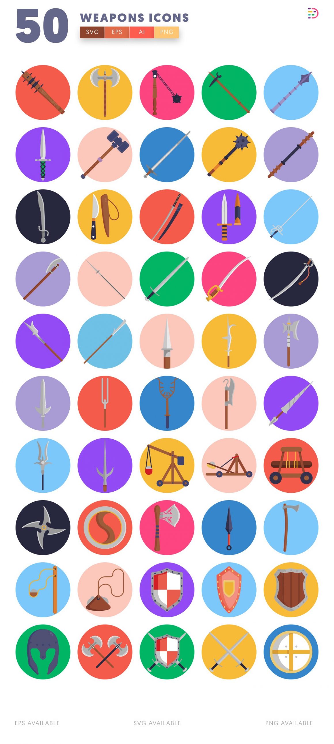 50 Weapons Icons - Extensive Collection of Icons for Your Designs