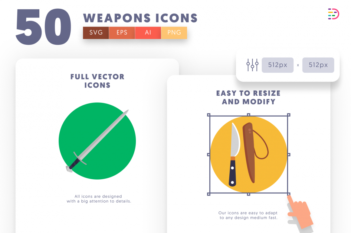 50 Weapons Icons - Extensive Collection of Icons for Your Designs