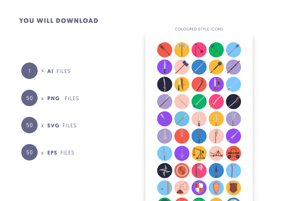 50 Weapons Icons - Extensive Collection of Icons for Your Designs