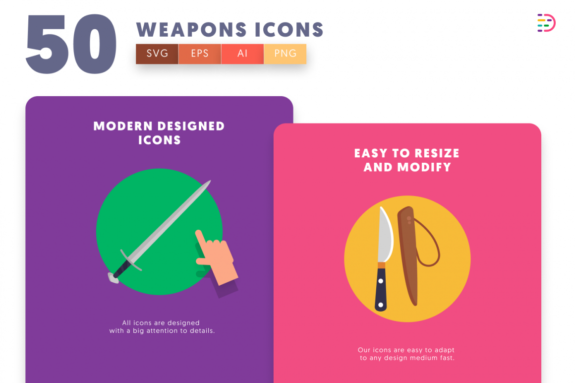50 Weapons Icons - Extensive Collection of Icons for Your Designs